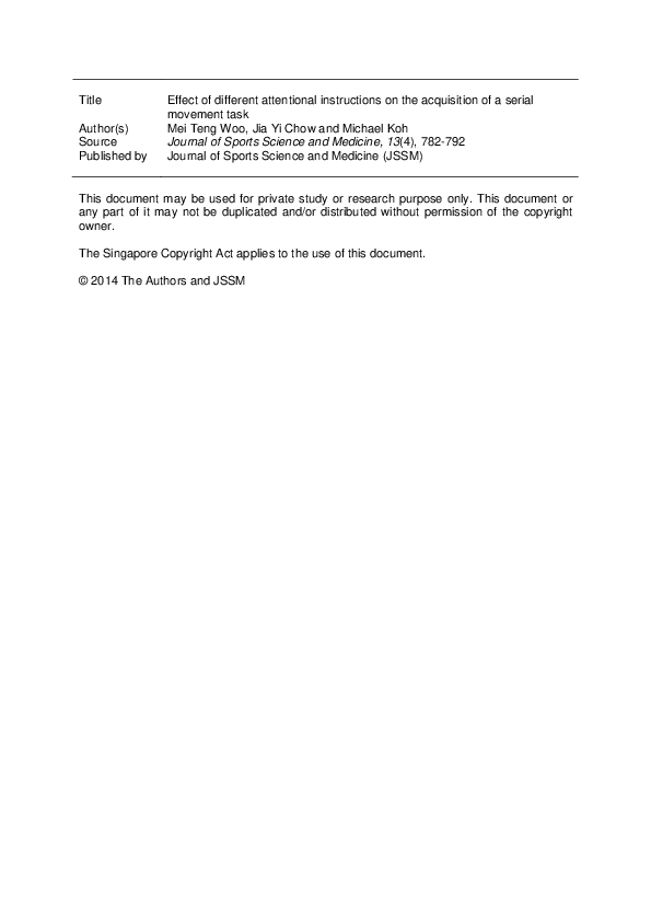 (PDF) Effect of different attentional instructions on the acquisition ...