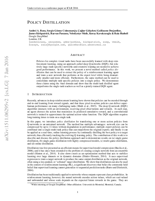 (PDF) Policy Distillation