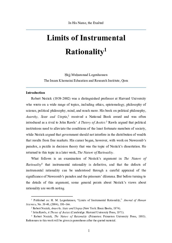 (PDF) Limits of Instrumental Rationality
