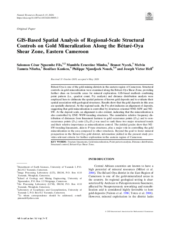 (PDF) GIS-Based Spatial Analysis of Regional-Scale Structural Controls on Gold Mineralization ...