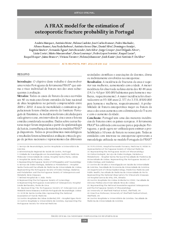 (PDF) THU0371 A Frax Model for the Estimation of Osteoporotic Fracture ...