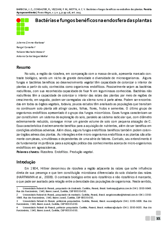 (PDF) Bactérias e fungos benéficos na endosfera das plantas