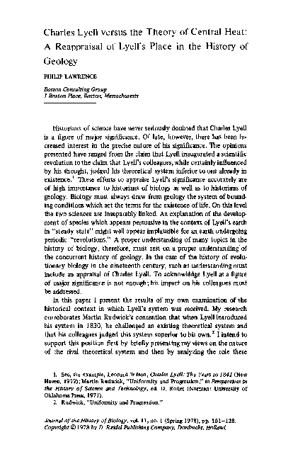 (PDF) Charles Lyell versus the theory of central heat: A reappraisal of ...