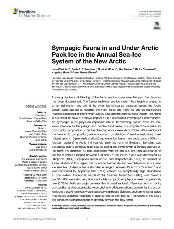(PDF) Sympagic Fauna in and Under Arctic Pack Ice in the Annual Sea-Ice ...