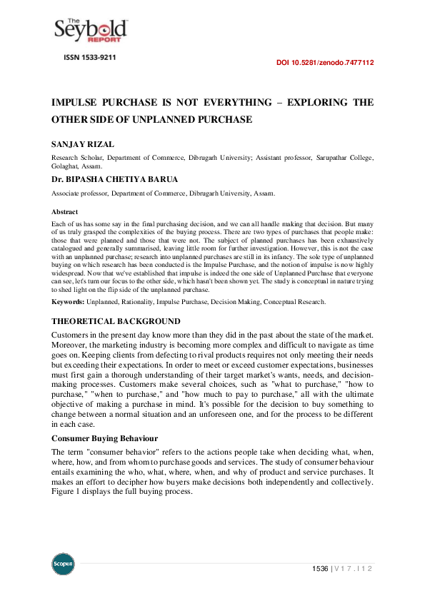 (PDF) Impulse Purchase is Not Everything – Exploring the Other Side of ...
