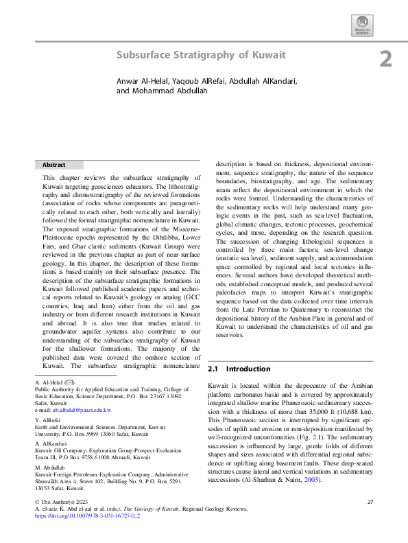 (PDF) Subsurface Stratigraphy of Kuwait