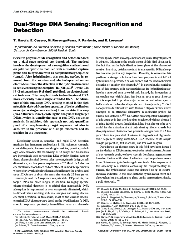 (PDF) Dual-Stage DNA Sensing: Recognition and Detection