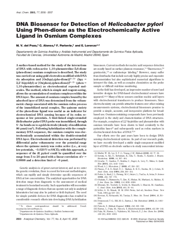 (PDF) DNA Biosensor for Detection of Helicobacter pylori Using Phen-dione as the ...
