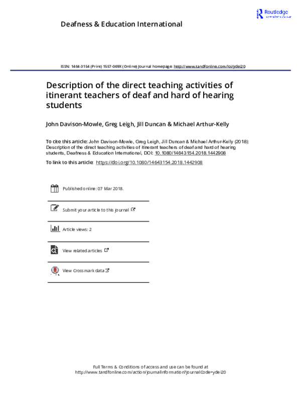 (PDF) Description of the direct teaching activities of itinerant ...