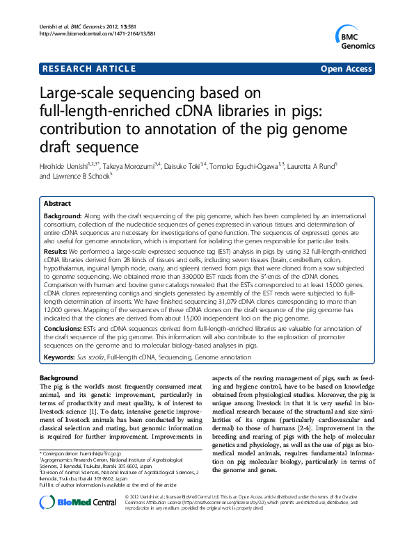(PDF) Large-scale sequencing based on full-length-enriched cDNA libraries in pigs: contribution ...
