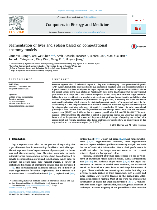 (PDF) Segmentation of liver and spleen based on computational anatomy models