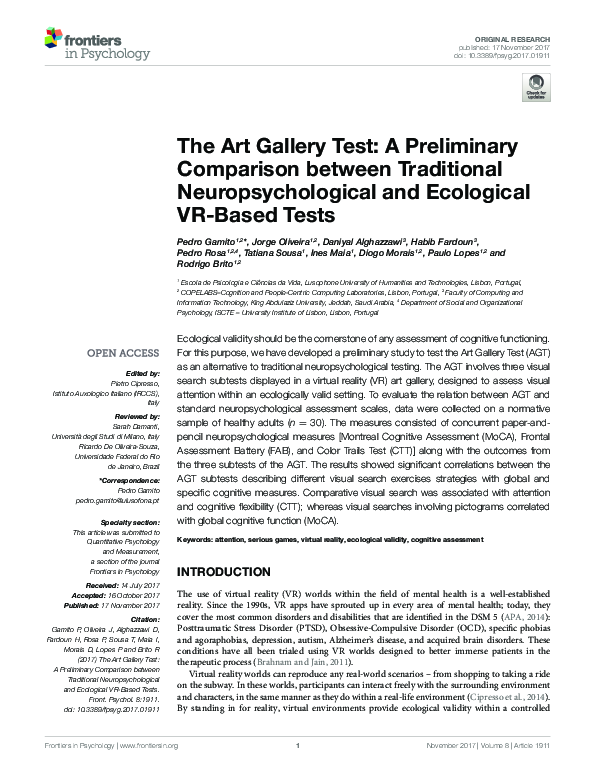 (PDF) The Art Gallery Test: A Preliminary Comparison between ...