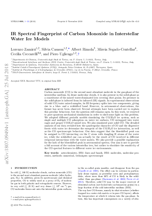 (PDF) IR spectral fingerprint of carbon monoxide in interstellar water ...