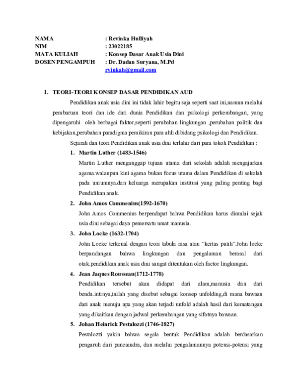 (DOC) Teori-Teori dan Filosofi Konsep Dasar Pendidikan AUD