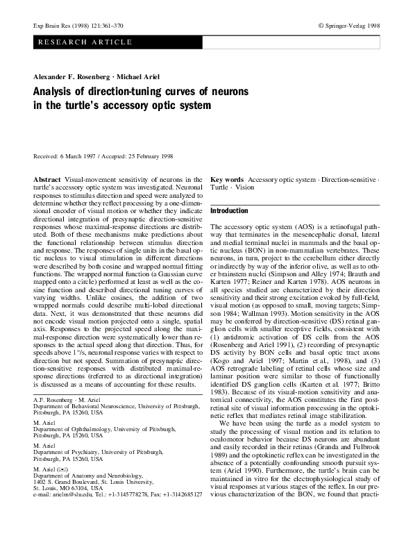 (PDF) Analysis of direction-tuning curves of neurons in the turtle's ...