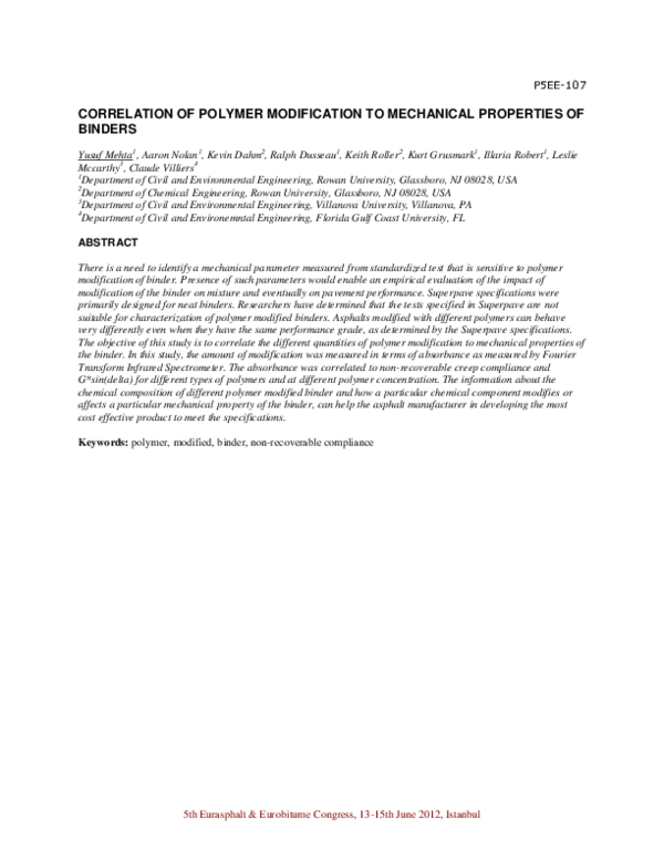 (PDF) Correlation of Polymer Modification to Mechanical Properties of ...