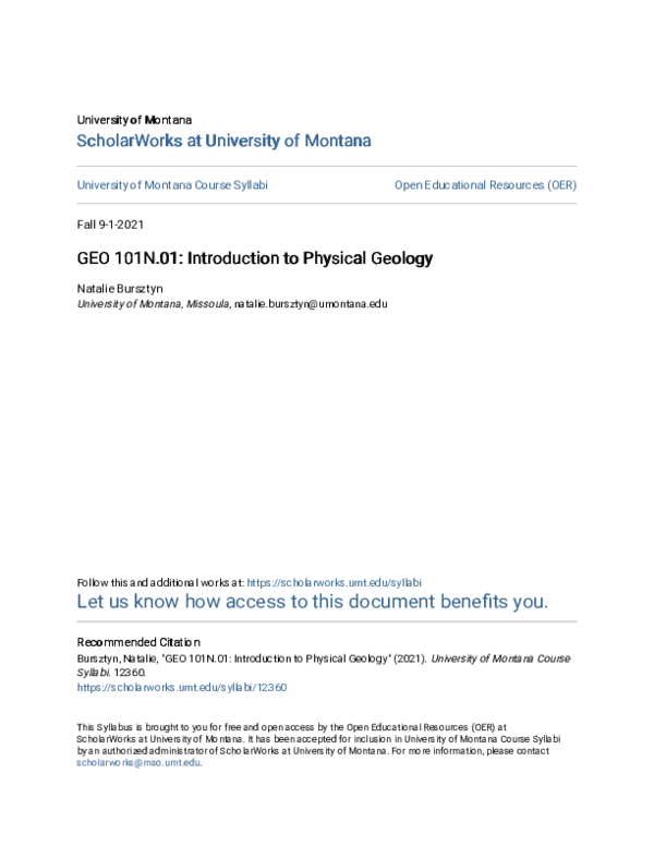 (PDF) GEO 101N.01: Introduction to Physical Geology