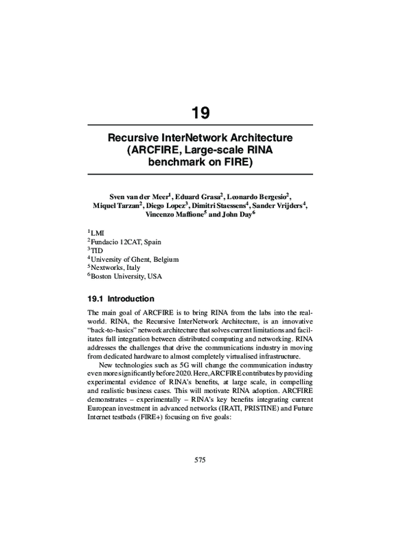 (PDF) Recursive InterNetwork Architecture (ARCFIRE, Large-scale RINA benchmark on FIRE ...