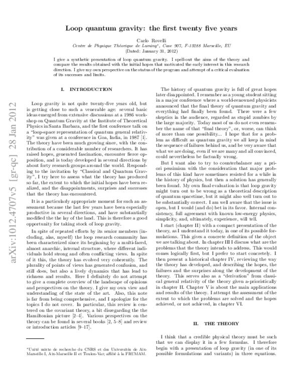 Pdf Loop Quantum Gravity The First 25 Years 6669