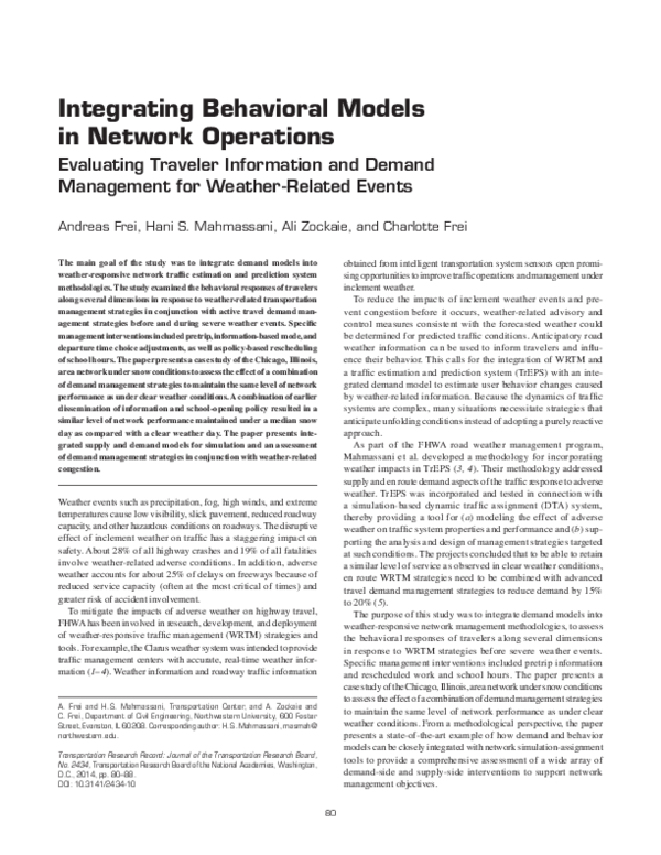 (PDF) Integrating Behavioral Models in Network Operations