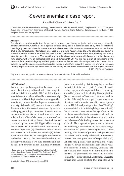 (PDF) Severe anemia: a case report