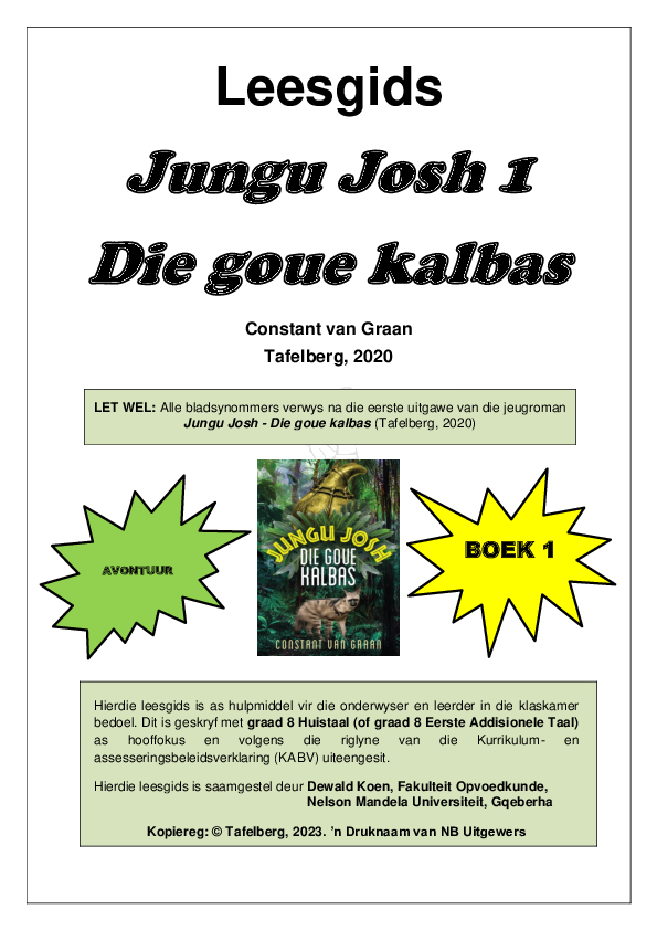 (PDF) Leesgids: Jungu Josh en die goue kalbas (Boek 1) deur Constant van Graan