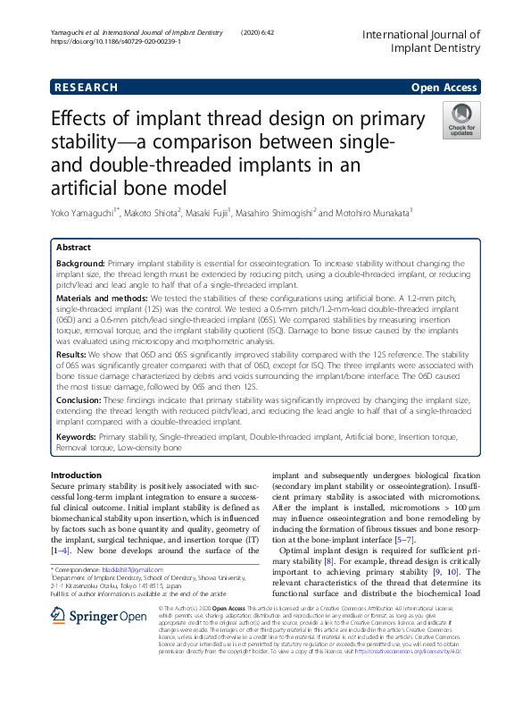 (PDF) Effects of implant thread design on primary stability—a ...