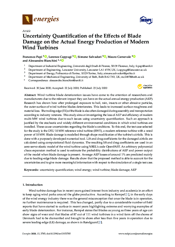 (PDF) Uncertainty Quantification of the Effects of Blade Damage on the ...