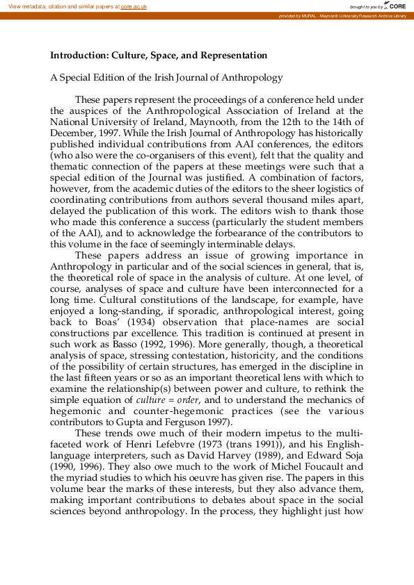 (PDF) Introduction: Culture, Space, and Representation