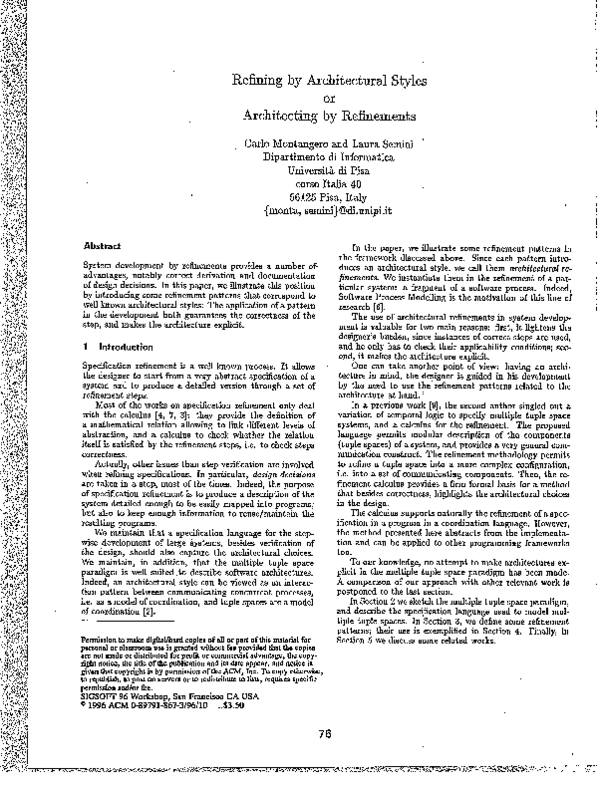(PDF) Refining by architectural styles or architecting by refinements