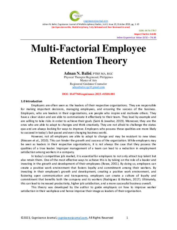 (PDF) Multi-Factorial Employee Retention Theory