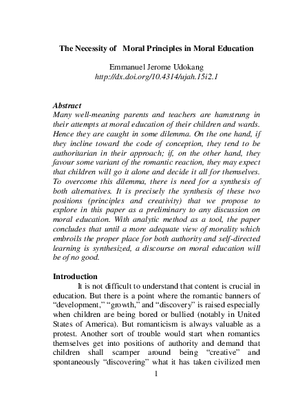 (PDF) The Necessity of Moral Principles in Moral Education