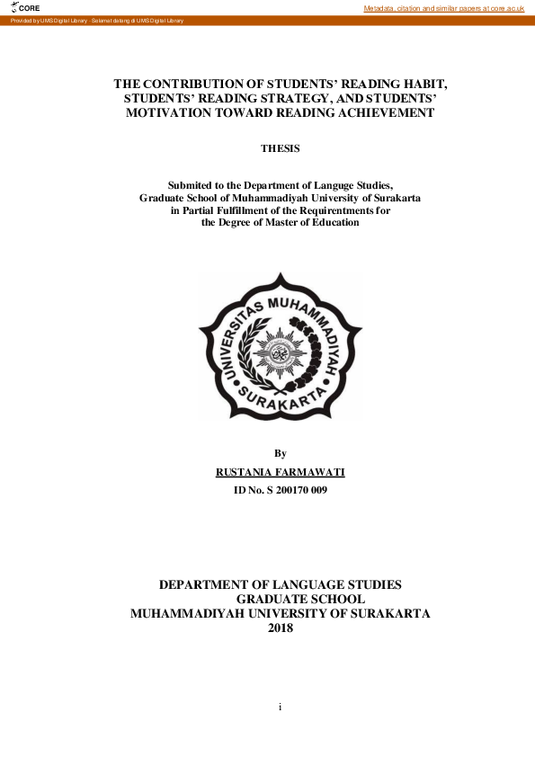 (PDF) The Contribution of Students’ Reading Habit, Students’ Reading Strategy, and Students ...