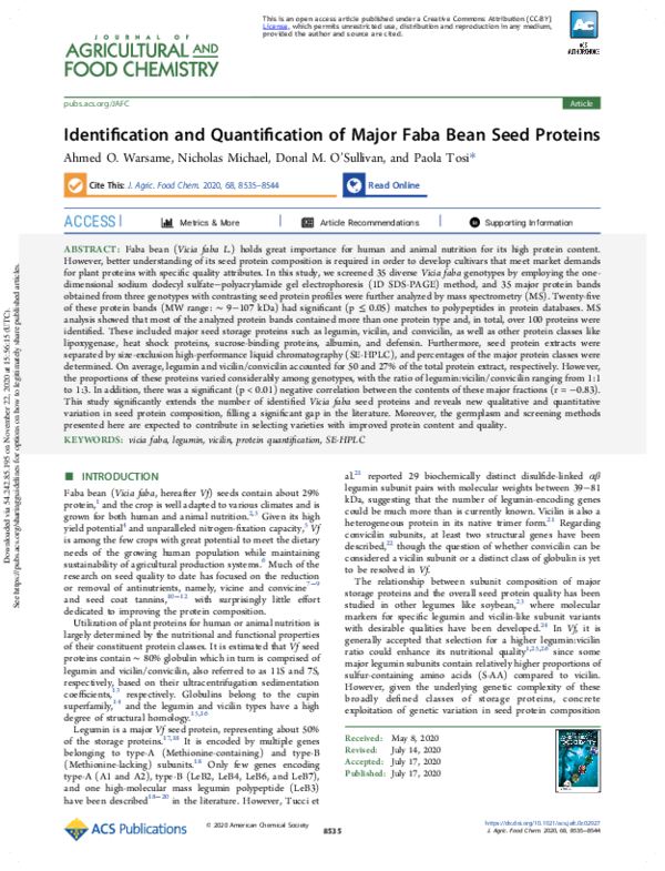 (PDF) Identification and Quantification of Major Faba Bean Seed Proteins