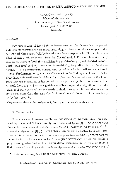 (PDF) On facets of the three-index assignment polytope