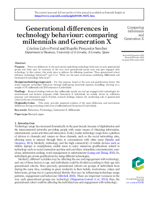 (PDF) Generational differences in technology behaviour: comparing ...
