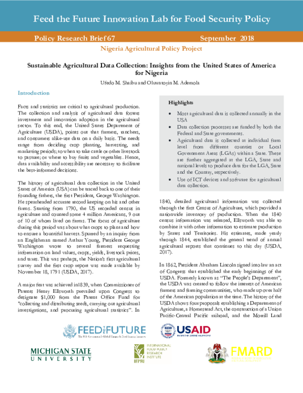 (PDF) Sustainable Agricultural Data Collection: Insights from the ...