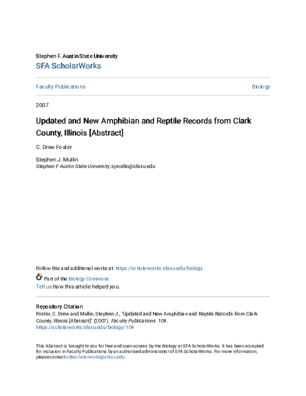 (PDF) Updated and New Amphibian and Reptile Records from Clark County ...