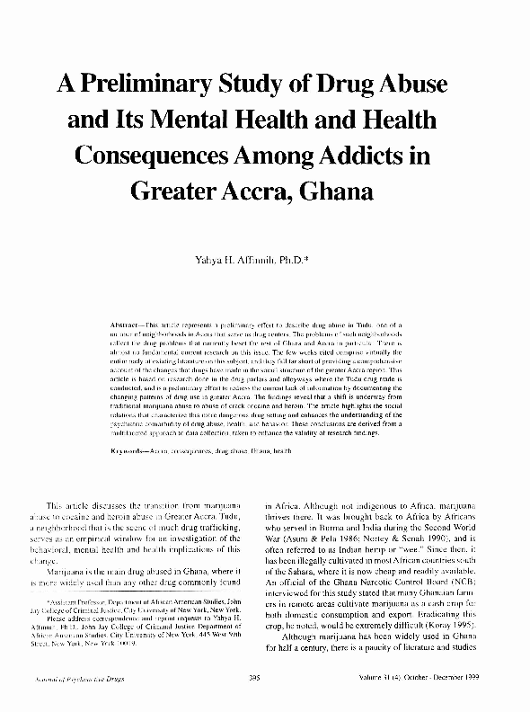 (PDF) A Preliminary Study of Drug Abuse and Its Mental Health and ...