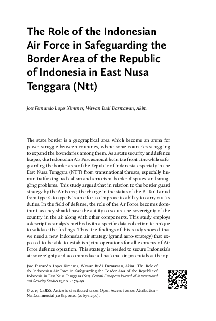 (PDF) The Role of the Indonesian Air Force in Safeguarding the Border ...