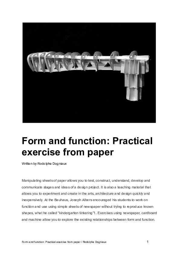 (PDF) Form and function: Practical exercise from paper