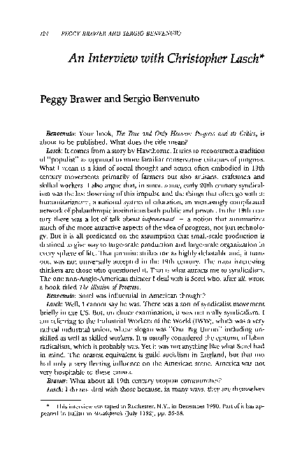 (PDF) An Interview with Christopher Lasch