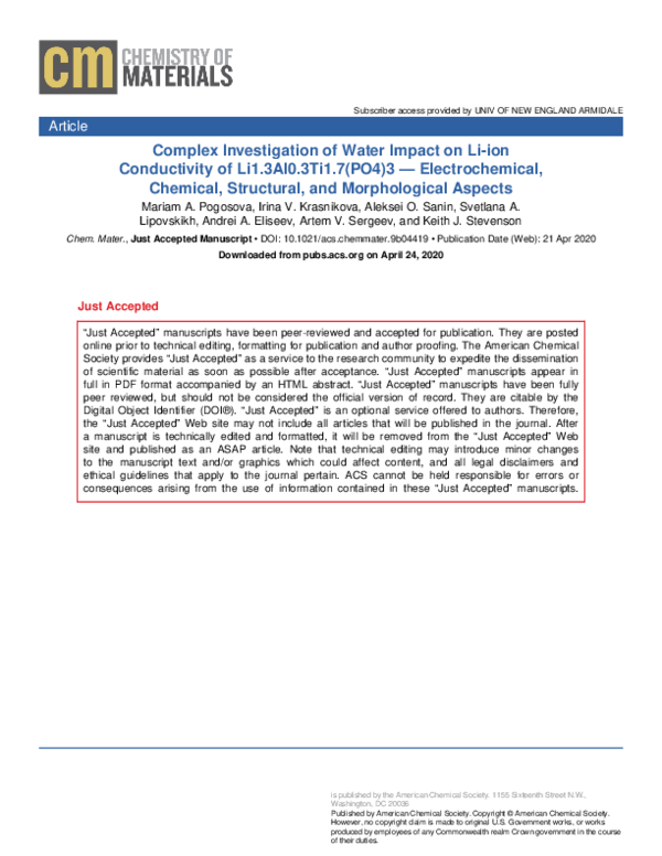 (PDF) Complex Investigation of Water Impact on Li-Ion Conductivity of Li1.3Al0.3Ti1.7(PO4 ...