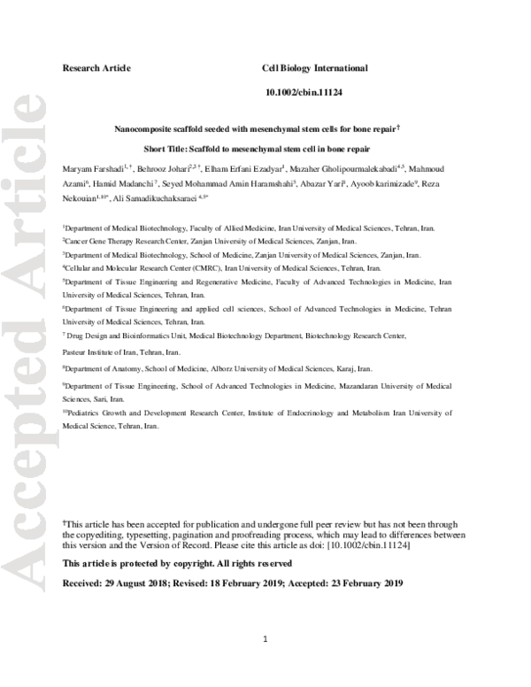 (PDF) Nanocomposite scaffold seeded with mesenchymal stem cells for ...
