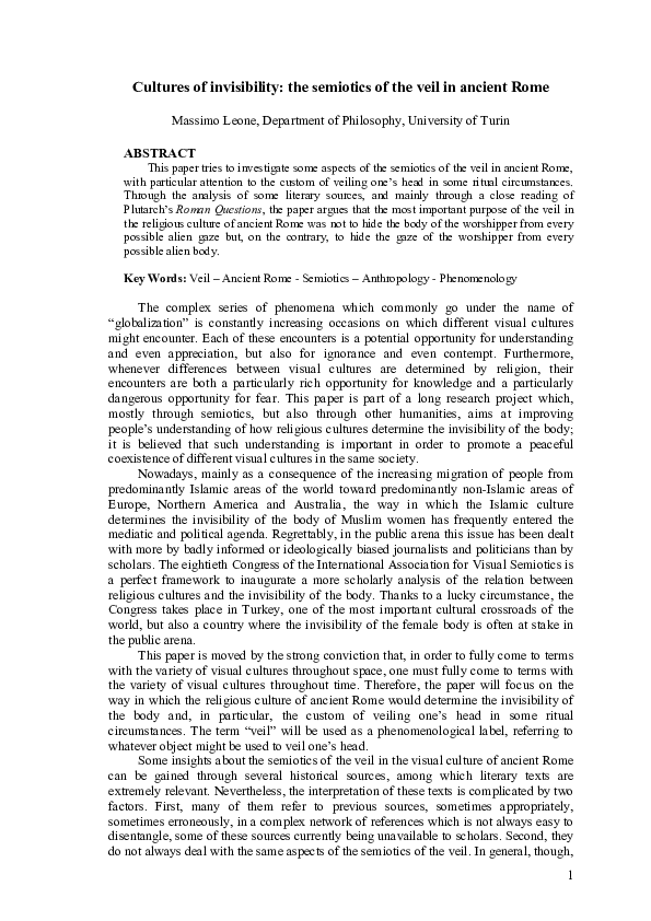 (PDF) 2007 Cultures of invisibility: the semiotics of the veil in ...