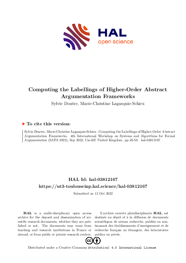 (PDF) Computing the Labellings of Higher-Order Abstract Argumentation ...
