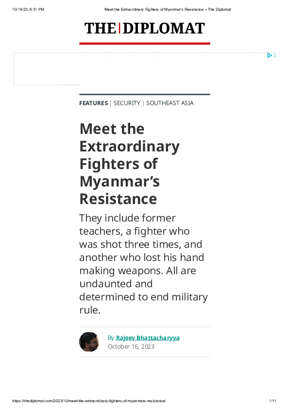 (PDF) Meet the Extraordinary Fighters of Myanmar’s Resistance