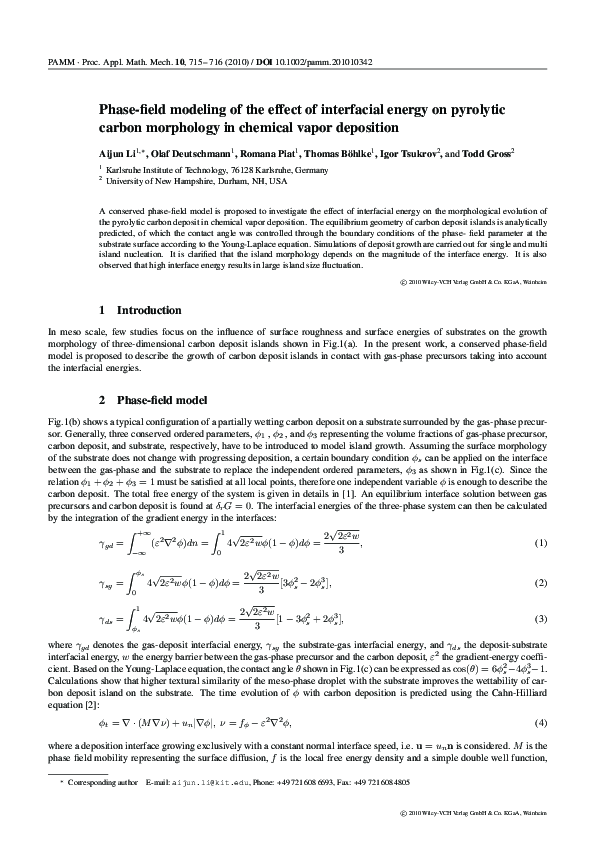 (PDF) Phase-field modeling of the effect of interfacial energy on pyrolytic carbon morphology in ...