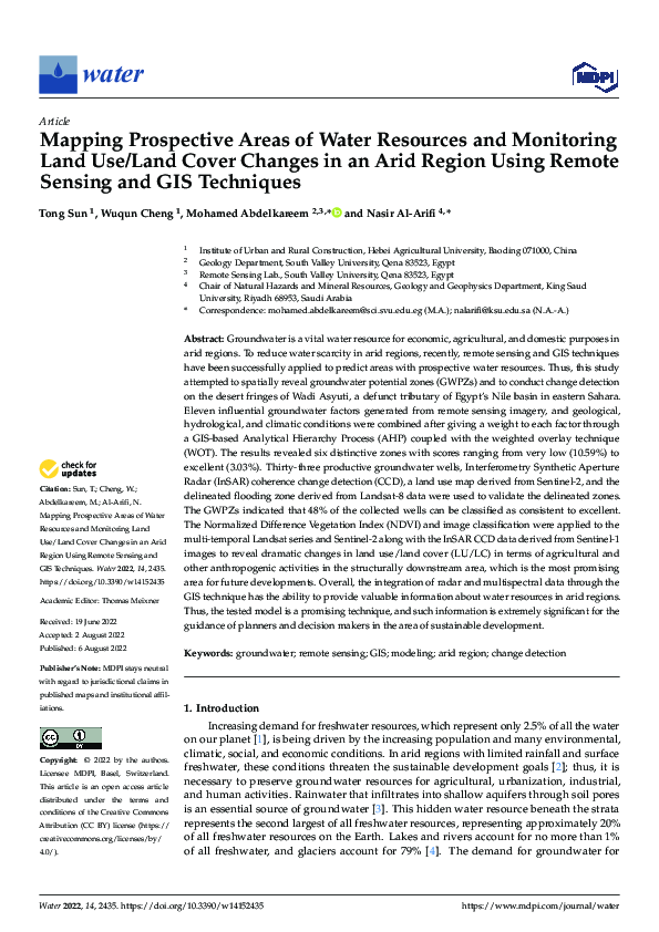 (PDF) Mapping Prospective Areas of Water Resources and Monitoring Land Use/Land Cover Changes in ...