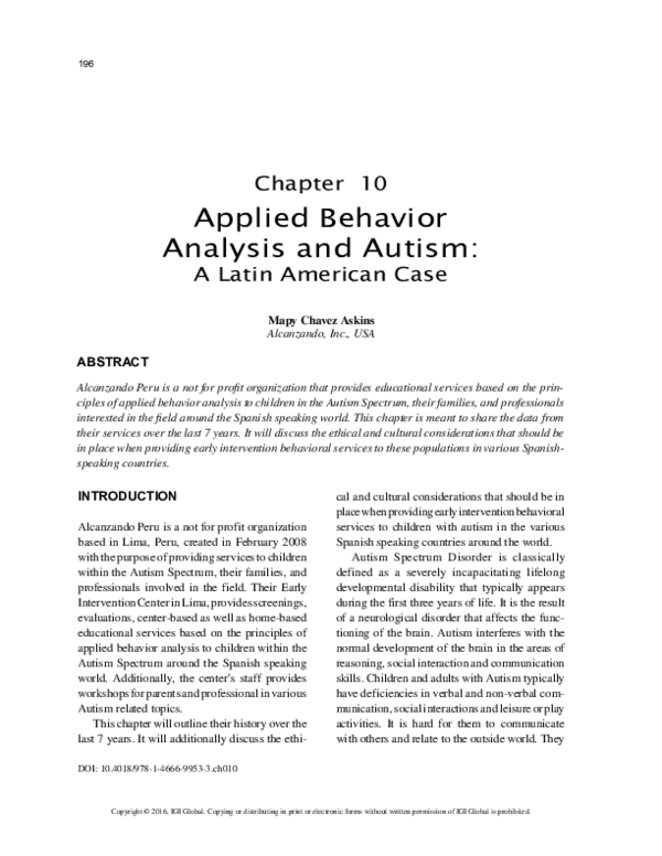 (PDF) Applied Behavior Analysis and Autism